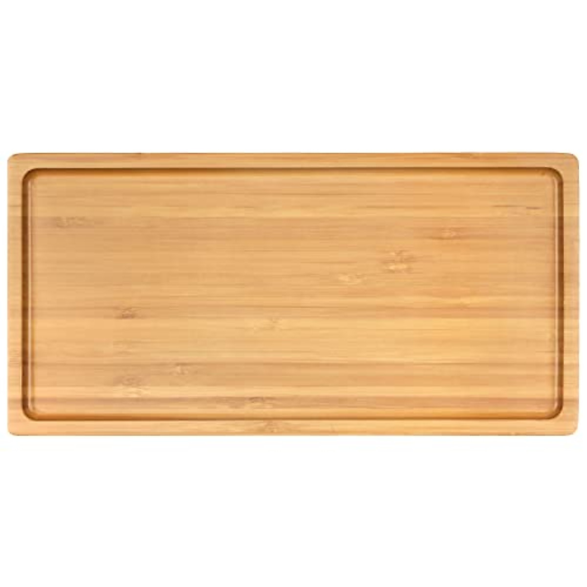 BambooMN Organic Bamboo Serving Tray, Vanity Tray, Tea Serving, Appetizers, Snacks, Charcuterie Tray - Rounded Edges, 11"x5.5"x0.6" - 1 Piece