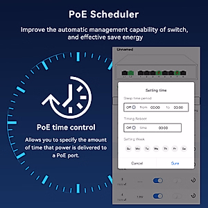 Poe Switch, 5 Port Gigabit PoE+ Switch, Cloud Managed Gigabit Ethernet Switch, 4 Poe Ports @52W, 1 Uplink Ports, 1 SFP Slot, APP Smart Managed, Overload Protection w/ Port