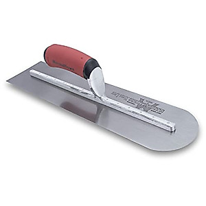 MARSHALLTOWN 16 x 4 inch Rounded Front High Carbon Steel Finishing Trowel, Concrete Tools, DuraSoft Handle, XtraLite Mount, MXS66RED