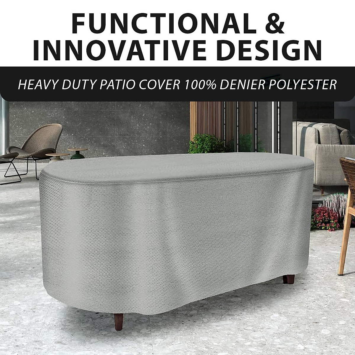 Patio Large Waterproof Oval Table Cover - Outdoor Patio Table Washable - Heavy Duty Furniture 84X42X28 Inch Oval Table Cover