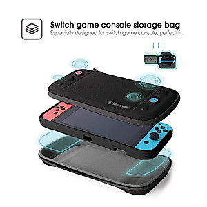 Smatree Hard Shell Carry Case for Nintendo Switch with 10 Game Cartridges, Protective Storage Case for Travel（Black）