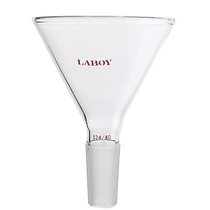 Laboy Glass Jointed Powder Funnel Filter Funnel Glass Funnel Short Stem with 100mm Top O.D.& 24/40 Inner Joint Organic Chemistry Lab Glassware