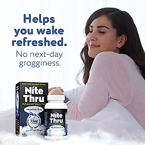 Nite Thru Advanced Sleep Aid Melatonin Dietary Supplement, 10mg Capsules, 60 Count (Pack of 2)