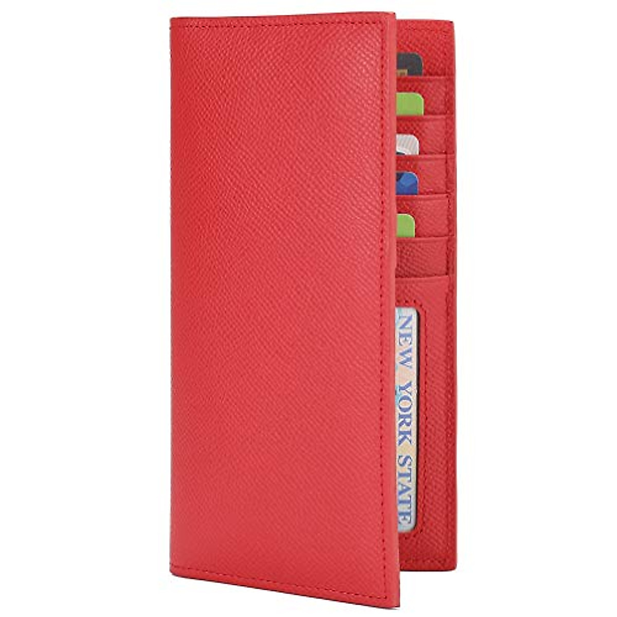 GintaXen Slim Leather ID/Credit Card Holder Long Wallet with RFID Blocking - Red