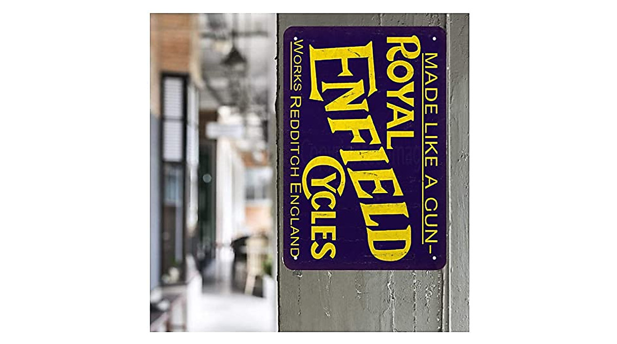 Royal Enfield Retro Metal Tin Sign - Classic Wall Decor 8x12 Inches