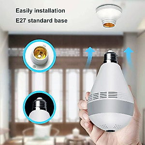 COSULAN Light Bulb Camera, WiFi Bulb Security Camera, Smart Bulb Camera, 360 Panoramic Bulb Camera with Motion Detection/Floodlight and IR Night Vision/Alert Events/Cloud/V380 App & PC Software/C10
