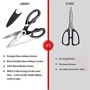 JUBAAY Kitchen scissors Upgraded version with blade cover, used to cut chicken, poultry, fish, Quality stainless steel Can cut bones easily Make your meal preparation easier…