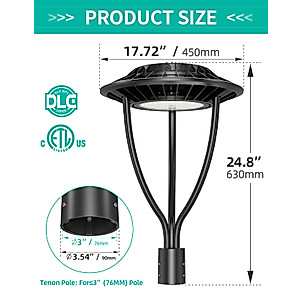 OPENLUX LED Post Top Light ETL DLC Listed 150W 120W 90W Adjustable Outdoor Pole Lights with Photocell IP65 Waterproof Post LED Fixture 5000K for Garden Yard Street Lighting