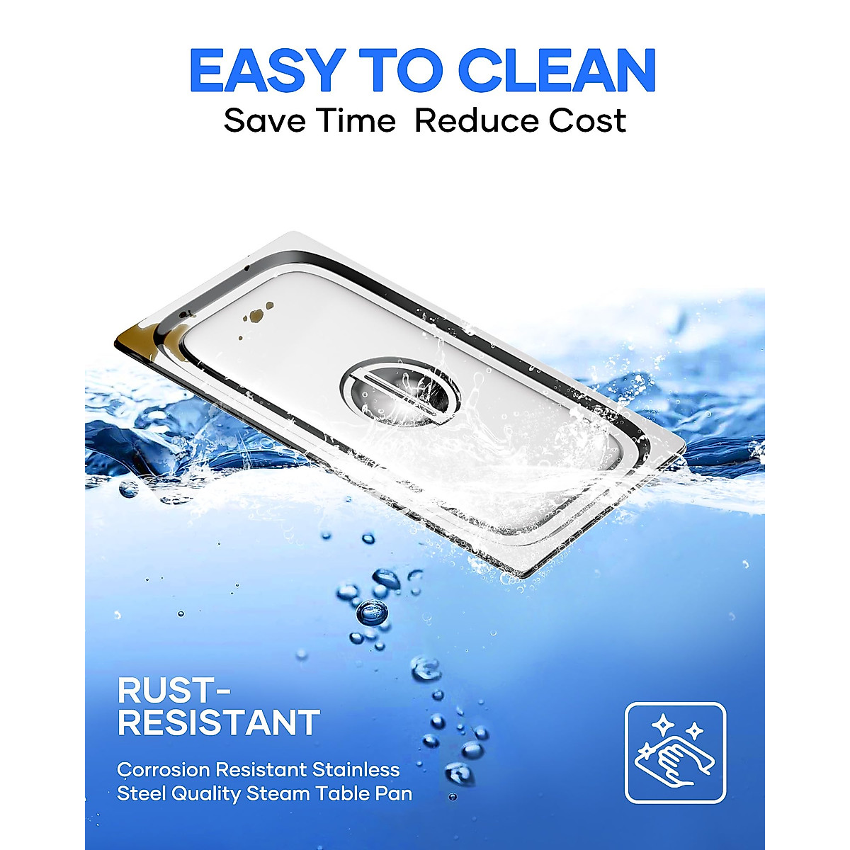 WantJoin 6-Pack Full Size Hotel Pan Cover,Lid with Handle, Stainless Steel Steam Table Pan Lid,Food Pan Cover, Catering Food Pan Cover,Chafer Pan Cover,Chafing Pan Cover