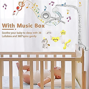 SHIDEER Baby Mobile for Crib, Baby Crib Mobile with Mirror, Nursery Mobiles with 3 Modes Musical Box, Volume & Songs Control,36 Lullabies,Hanging Rotating Crib Toys for Boys Girls (Cute Heart Theme)