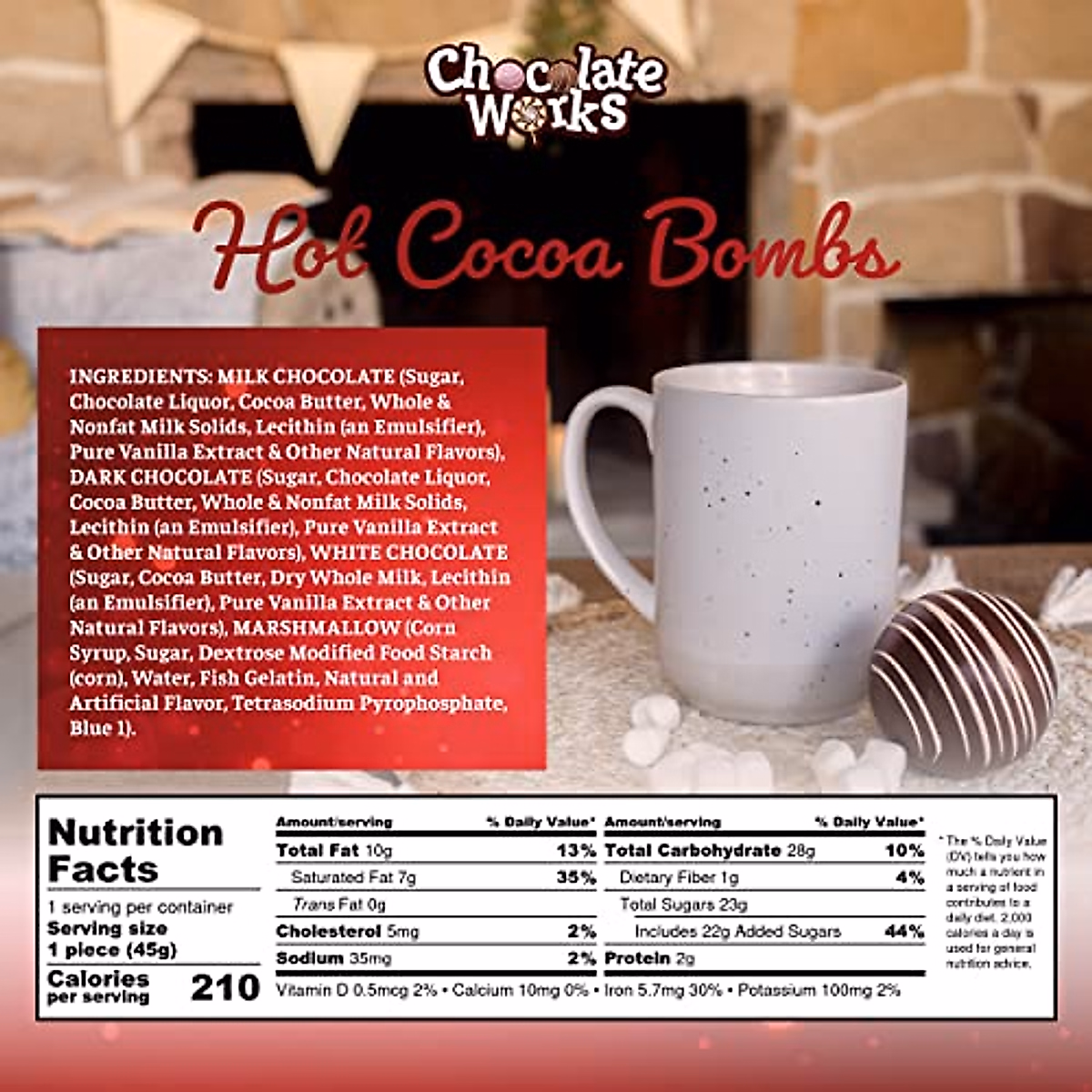 Hot Chocolate Bombs by Chocolate Works | Premium Hot Cocoa Bombs with Marshmallows | Made with Real Milk Chocolate, Dark Chocolate and White Chocolate | Pack of 3 Cocoa Bombs