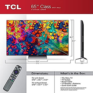 TCL 65-inch Class 6-Series 8K Mini-LED UHD QLED Dolby Vision HDR Smart Roku TV - 65R648, 2021 model