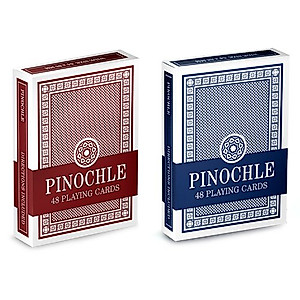 Pinochle Playing Cards, 12-Pack - Wide Size Regular Index Playing Cards Bulk Set - 48-Card Pre-Made Plastic-Coated Custom Decks - Tabletop Games, Hobbies, and Accessories - Collector Items, Toys, Family Activities