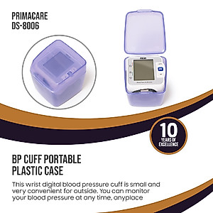 Primacare DS-8006 Wrist Blood Pressure Digital Heartbeat Monitor, BP Cuff Portable Plastic Case, Battery Operated, 2 Sets of 90 Memory