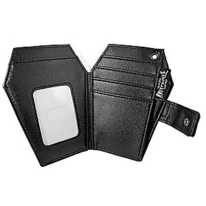 Kreepsville 666 female Embossed Skull Coffin Shape Vegan Wallet, Black, Medium