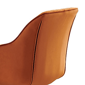 Art Leon Mid Century Modern Swivel Accent Chair, Desk Chair No Wheels, Fabric Upholstered Armchair with Gold Legs, Chair for Bedroom, Cinnamon