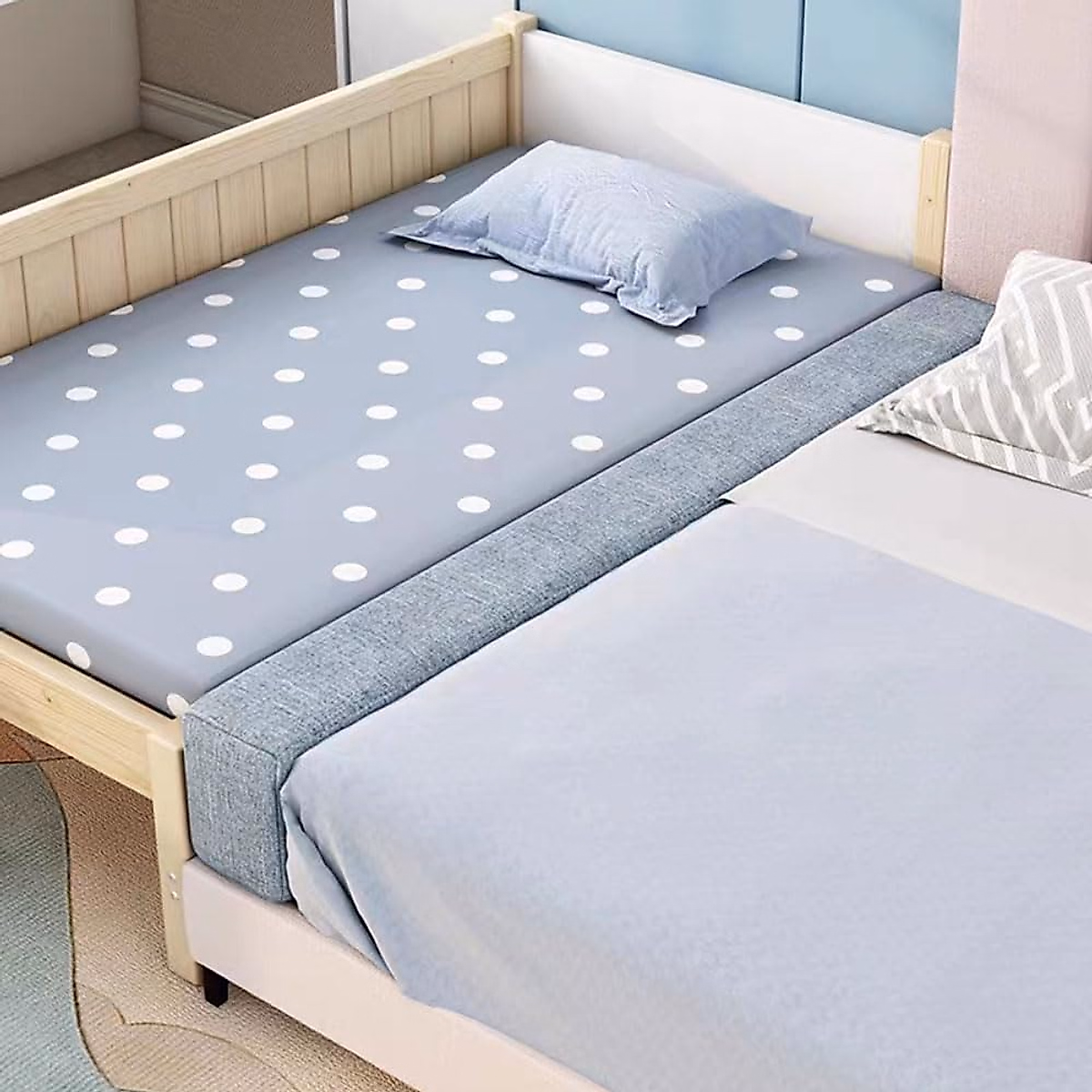 Custom Bed Gap Filler, Mattress Extender for King Twin Full Bed, Space Filler Between Bed and Wall Side with Removable Cover, Thick Wedge Headboard Gap Filler Queen (Linen)