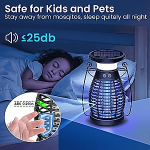BURLAN Solar Bug Zapper Outdoor & Indoor, Cordless Mosquito Zapper Rechargeable Waterproof Fly Zapper for Camping, Home, Patio, Backyard, Kitchen