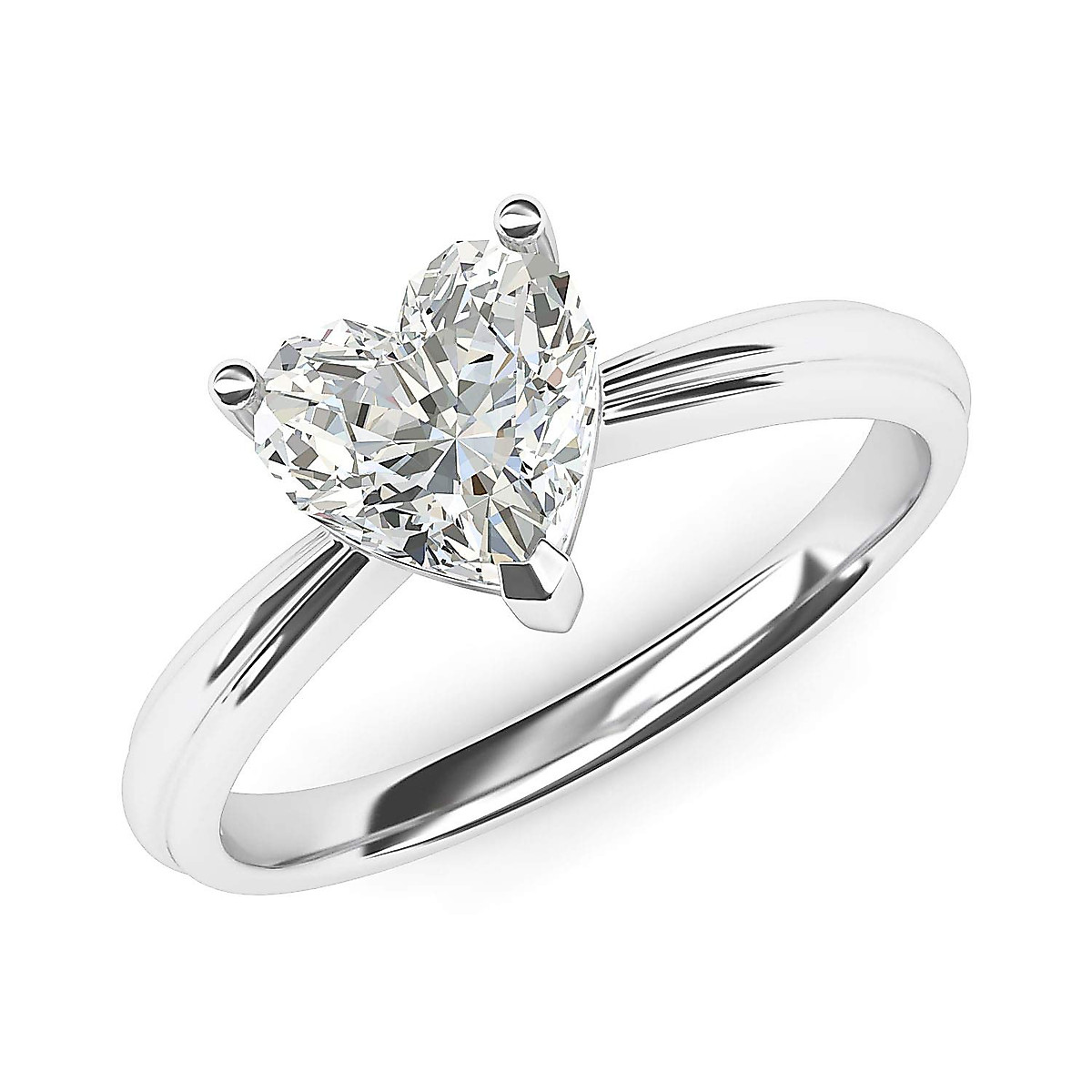 Sterling Silver Simulated Heart-shaped Diamond Engagement Ring Raised Shank Promise Bridal Ring (5)