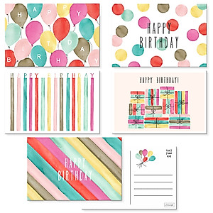 Sweetzer & Orange Happy Birthday Postcards Pack (60 Post Cards) 4x6” Postcards for Kids and Adults. 300gsm Note Cards. Happy Birthday Cards Assortment Greeting Cards. Blank Birthday Cards
