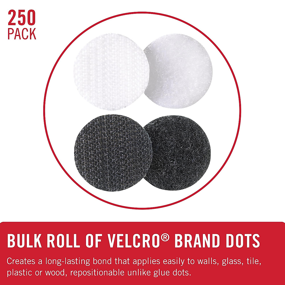 VELCRO Brand Dots with Adhesive | 250 Sets White and Black Assorted | Preschool Classroom Must Haves | Sticky Back Circles Perfect for Teachers | 1/2 Inch Round Tape (VEL-40031-USA)