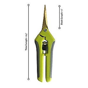 The Relaxed Gardener Gardening Scissors Set - Curved and Straight Titanium Coated Blade Micro Tip Pruning Shears - Super Sharp Trimmers for Plants with Anti-Rust Coating