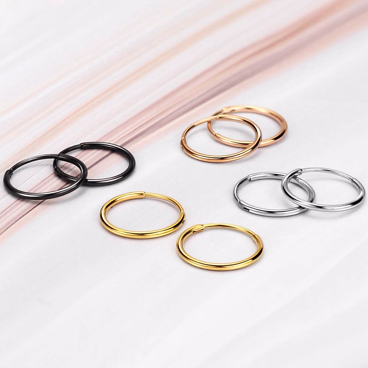 FANSING Earrings for Women Hoop Earrings Trendy Cartilage Earring Hoop Surgical Steel Earrings for Men Silver 8mm