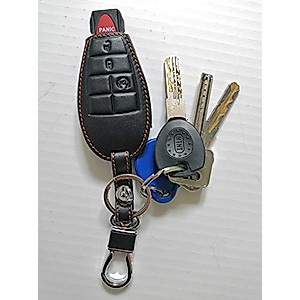 KAWIHEN Leather Key Fob Cover Replacement for Chrysler 300 T&C Dodge Challenger Durango Grand Caravan Journey Ram Truck 1500-3500 Keyless Entry Key Fob Case M3N5WY783X IYZ-C01C GQ4-53T 267F-5WY783X