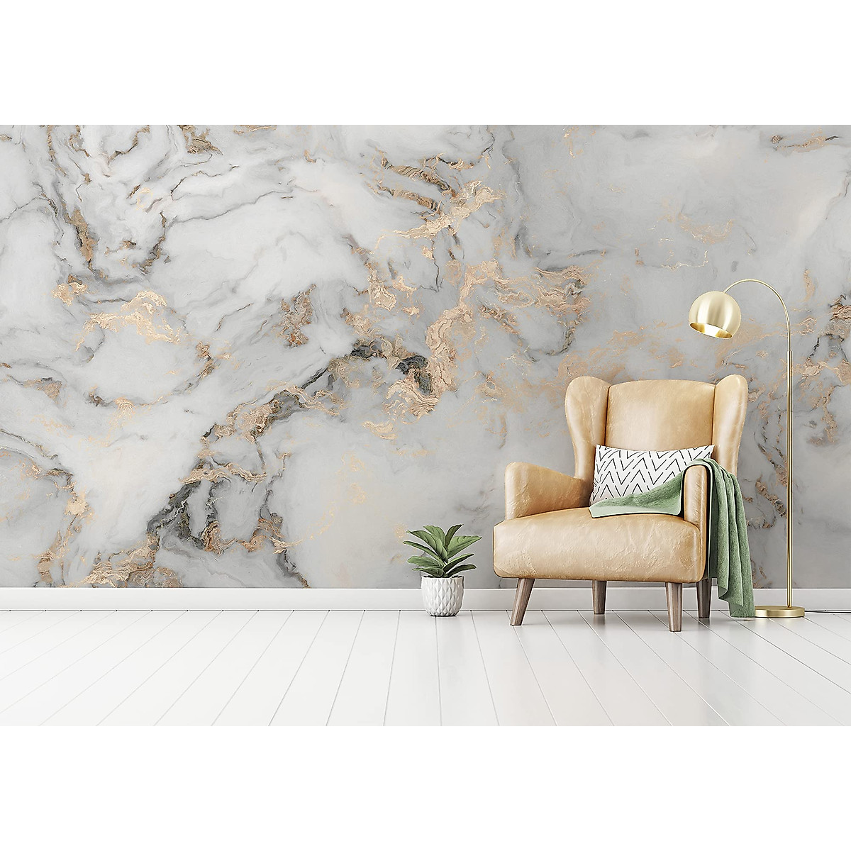 Murwall Art Wallpaper Gold Marble Wallpaper Scandinavian White Gray Smoke Wallpapers Minimalist Wall Murals