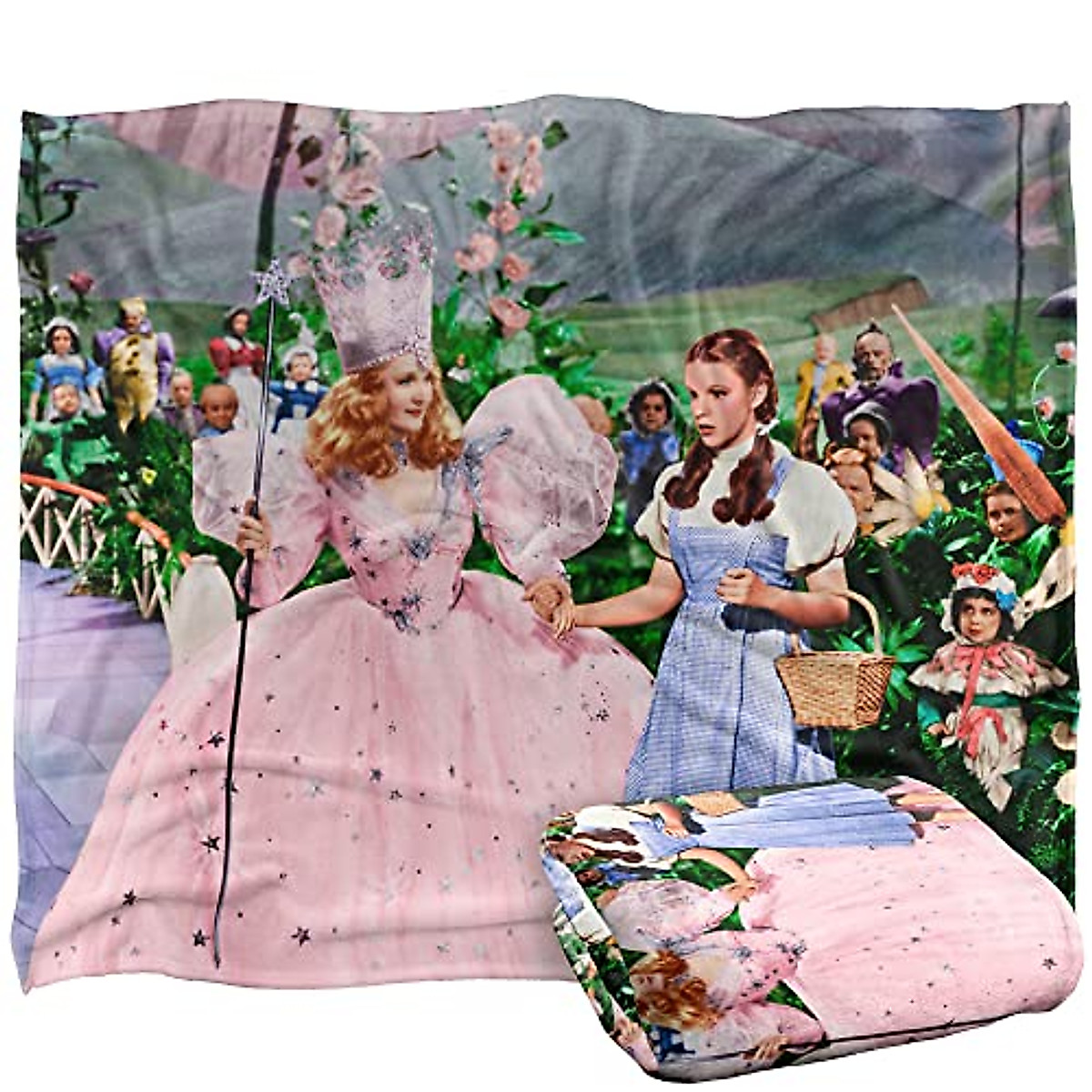 The Wizard of Oz Stanley Desantis Vintage Dorothy and Glinda Silky Touch Super Soft Throw Blanket 50" x 60"