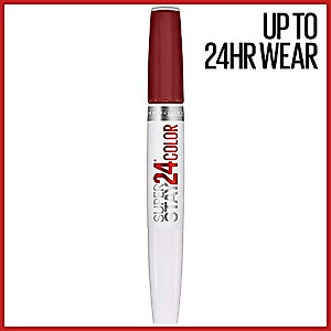 Maybelline Super Stay 24, 2-Step Liquid Lipstick Makeup, Long Lasting Highly Pigmented Color with Moisturizing Balm, Everlasting Wine, Plum Red, 1 Count