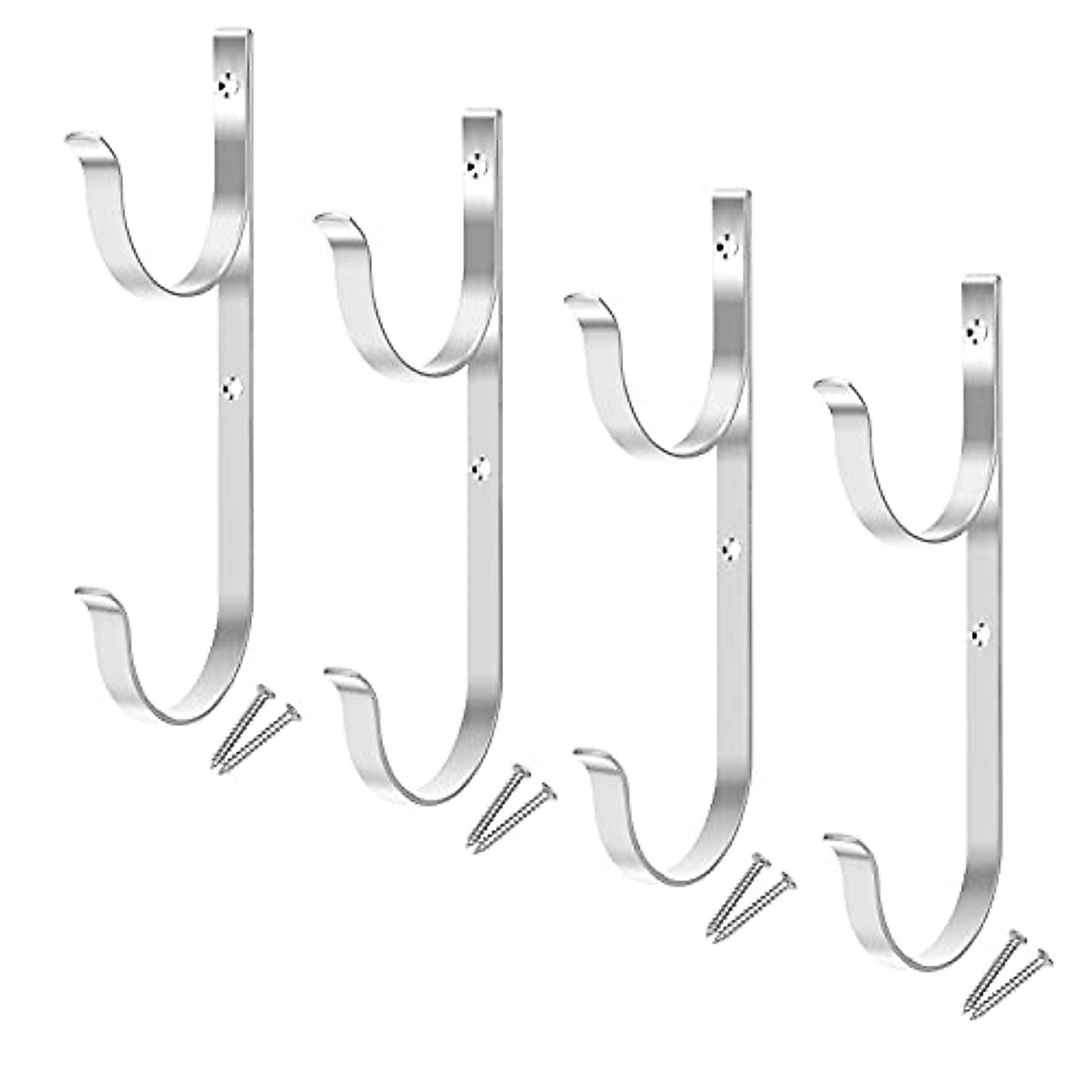 Coolrunner 4Pcs Pool Pole Hangers, Aluminum Pool Equipment Hooks with 8 Screws Pool Organizer Hooks Fence Holder for Pool Hose Skimmer Net Pool Brush Fishing Rod Gardening and Pool Supplies