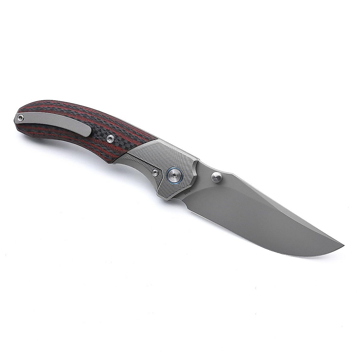 Miguron Knives M Centurion II Folding Knife 3.5" M390 Blade Titanium And Red Carbon Fiber Handle Pocket Knife MGR-609RDII