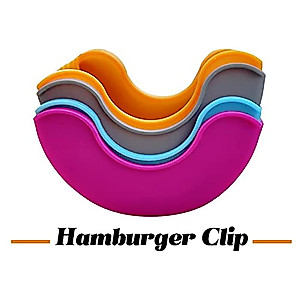 Retractable Reusable Hamburger Sandwich Burger Holders Fixed Box Clip Rack, Adjustable Hygienic Silicone Fixed French Fry Hamburger Sauce Ketchup Holder Container Boxes for Eating, 4 Pcs