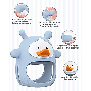 Teething Toys for Babies 0-6 Months, Never Drop Silicone Baby Teether, Hand Pacifier for Sucking Babies, Soothing Pain Relief, Best Chew Toy for Teething Baby, Teething Mitten for New Born - Blue