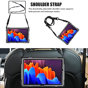 ZenRich Galaxy Tab S8 Plus / S7 Plus Case 2022/2020, Samsung Tab S8+/S7+ 12.4 inch Case with S Pen Holder zenrich Case with Screen Protector Stand Hand Strap Shoulder Belt-Black