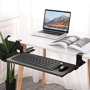 Niciksty Keyboard Tray Clamp Under Desk with Adjustable Clamp and 7.87IN Rail Set for DIY Custom Wooden Keyboard Trays (Tray Not Included), Under Desk Pull Out Slider Track with C-clamp Mount System