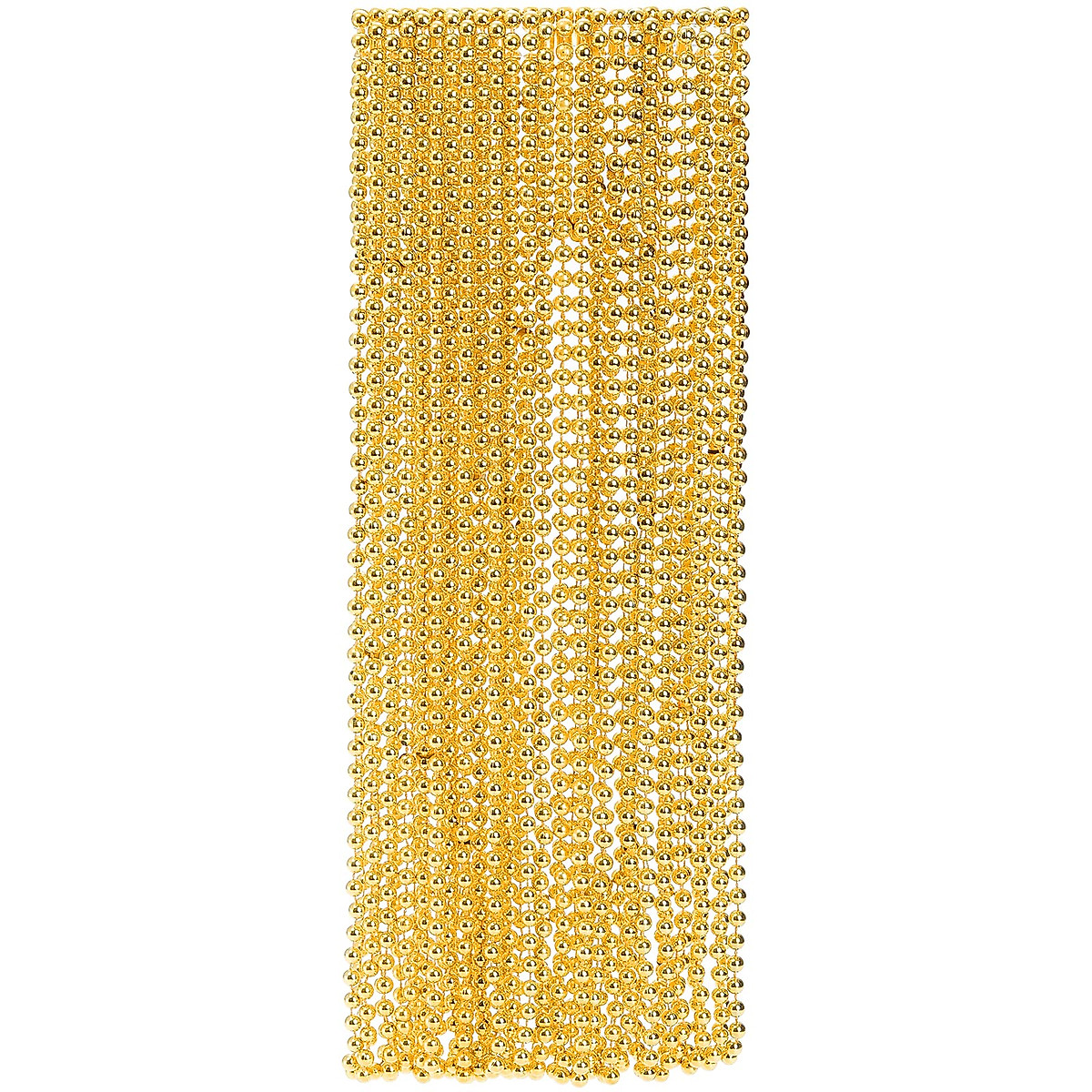 Elsjoy 24 Pieces 32 Inch 7mm Metallic Gold Beaded Necklace, Mardi Gras Beads Gold Party Bead Necklace for Party Costume, Birthday, Wedding, Holiday