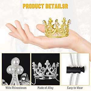 2Pcs Pet Birthday Party Crown for Small Dog with Adjustable Strap Hat Rhinestone Faux Pearl Crown for Birthday Party, Adoption Celebration or Gotcha Day Photos(Small)