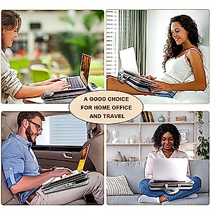 Lap Desk Laptop Bed Table: Home Office Portable Computer Lapdesk with Soft Pillow Cushion and Storage Bag - Wood Wide Writing Padded Tray for Work and Gaming on Couch - Fits up to 15.6 Inch Laptop