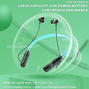 DECWIN Neckband Wearable Wireless Headphones,Bluetooth LED Light Show Earphones,Night Running LED Headphone with Mic TF Music Waterproof