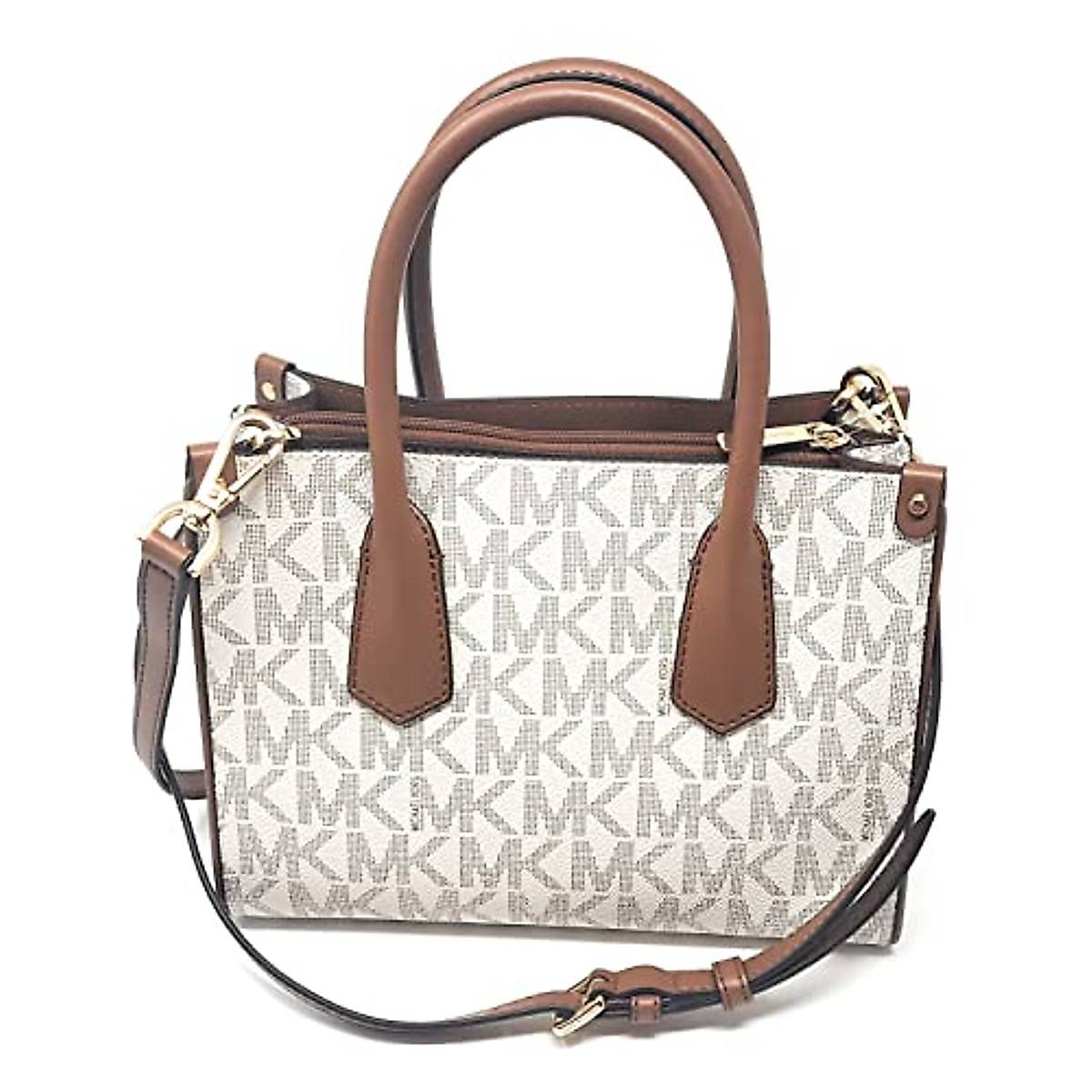 Michael Kors Center Stripe Maple Small Crossbody Satchel, Vanilla/Luggage