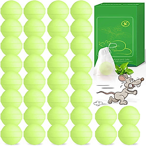 36 Pack Mice Repellent - Peppermint Oil Rat Repellent Ball for House Garage Garden Car Engine Indoor, Mouse Deterrent for Outdoor, Keep Mice Out Natural Pest Repellent Pet Safe
