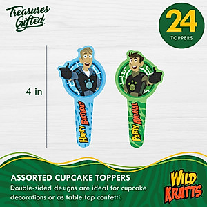 Treasures Gifted Wild Kratts 24ct Cupcake Toppers & Wrappers - Birthday Party Supplies
