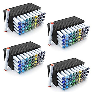 Polar Whale 4 Art Marker Storage Tray Organizers Pen Pencil Brush Storage Design Stand Supply Horizontal Storage Non-Scratch Non-Rattle Washable Compatible with Copic and More Each Holds 36