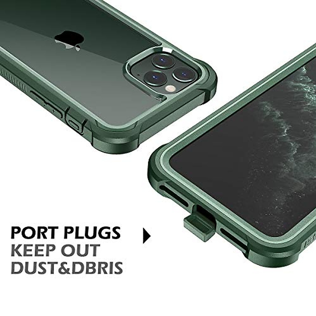 Dexnor iPhone 11 Pro Case with Screen Protector Clear Rugged Full Body Protective Shockproof Hard Back Defender Dual Layer Heavy Duty Bumper Cover Case for iPhone 11 Pro 5.8" - Green
