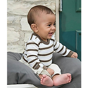 L'ovedbaby Unisex-Baby Newborn Organic Long-Sleeve Bodysuit, Bark Stripe, 6-9 Months