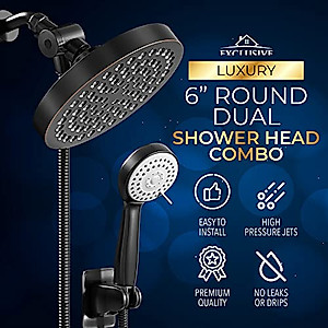 Shower Head With Handheld Combo, 6 Inch High Pressure Rainfall Showerhead With Hand Held 70 Inch Hose for Bath - Adjustable Swivel Shower Head Spray Anti-leak Nozzles - Universal Fit