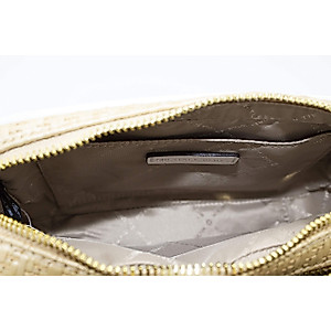 Michael Kors 35T0GWQC1W Kenly Small Camera Straw Python Capsule Optic White Gold hardware Women's Crossbody