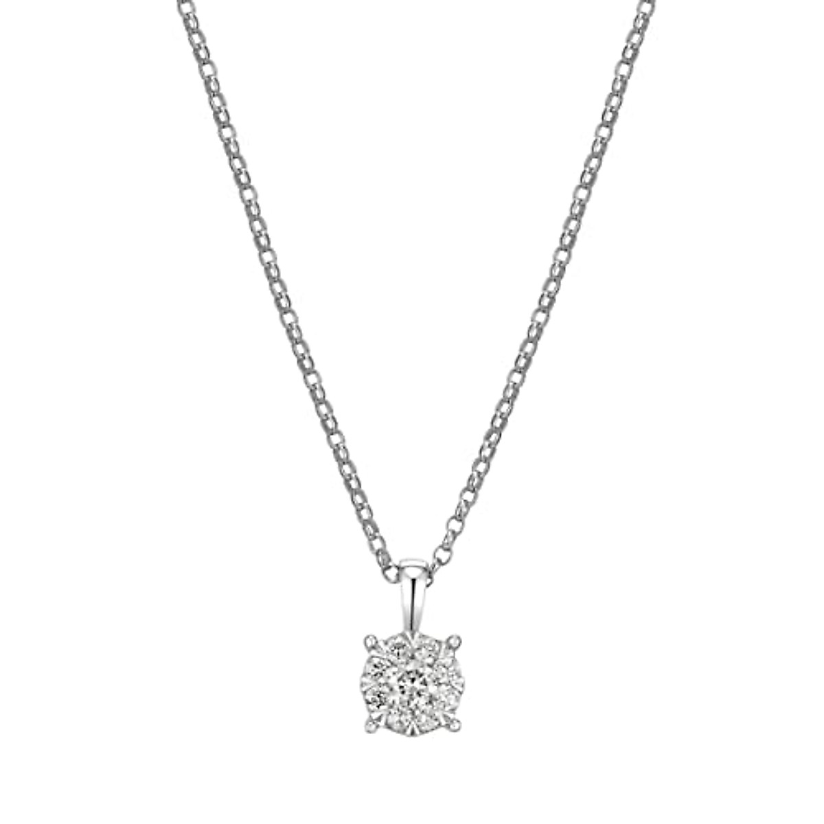 Amazon Collection 2/5 CT TW Lab Grown Diamond Cluster Round Solitaire Pendant on 18" + 3" Chain, Silver, One Size, (R3AUJBKHZZ)